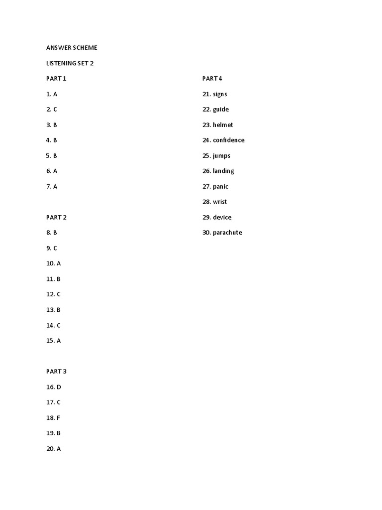 Skema Pemarkahan Ujian Mendengar BI SET 2 | PDF