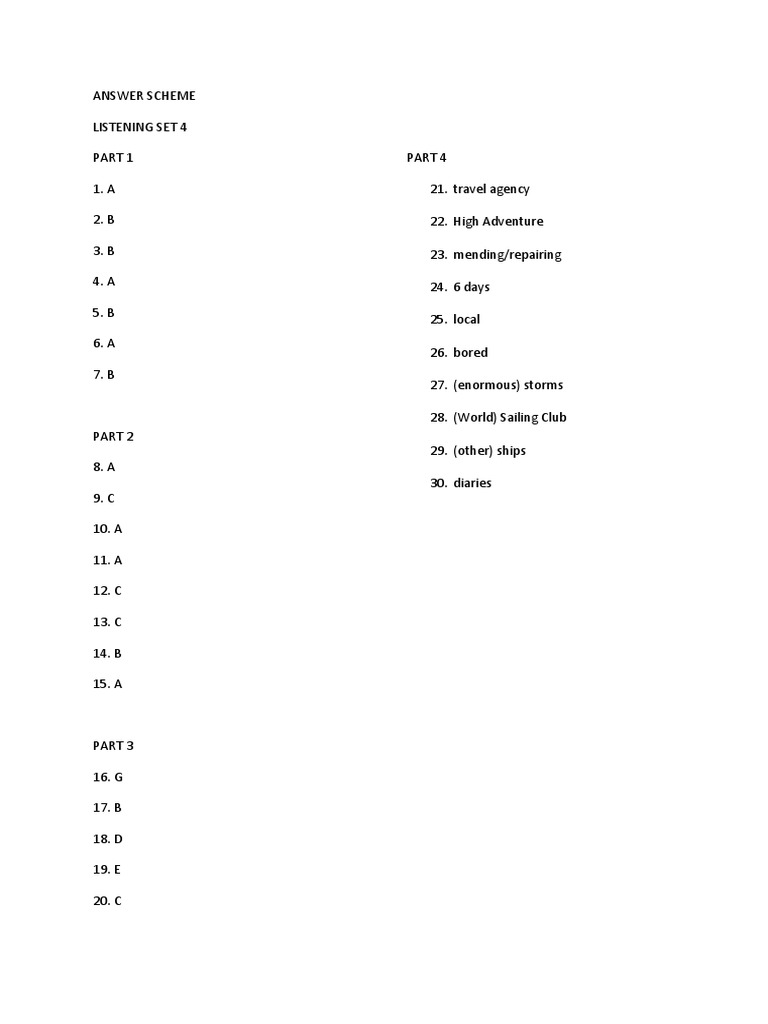 Skema Pemarkahan Ujian Mendengar BI SET 4 | PDF