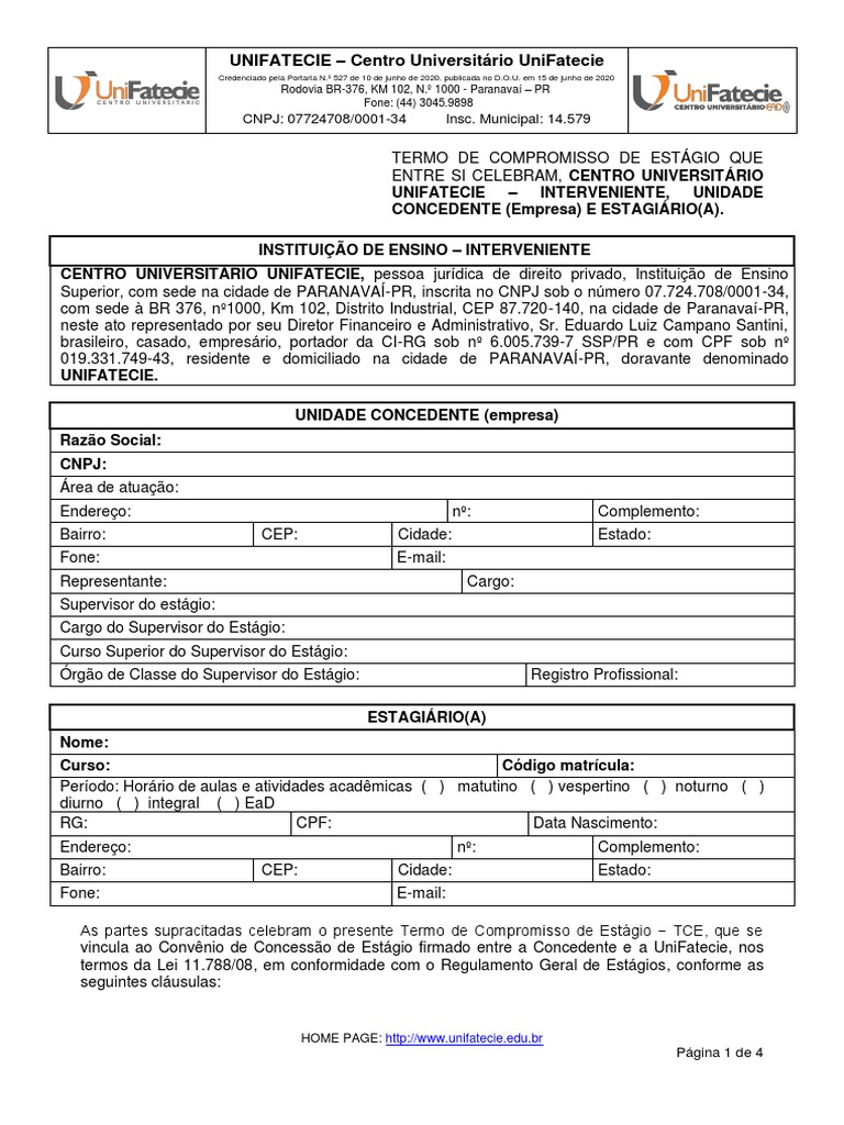 Concedente Termo de Compromisso | PDF | Estágio | Procura de Emprego