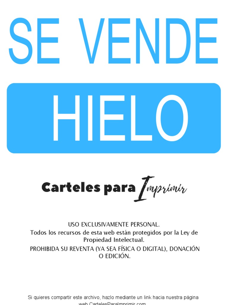 Cartel Se Vende Hielo - CartelesParaImprimir | PDF