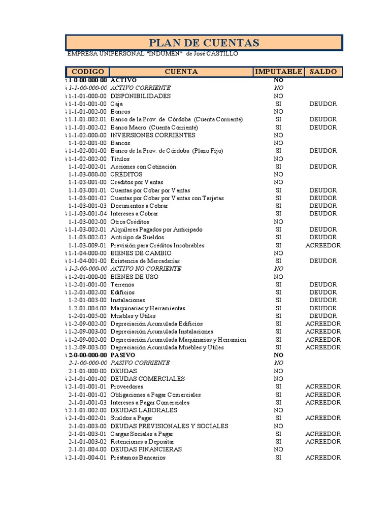 Plan de Cuentas Sic | PDF | Bancos | Activo fijo