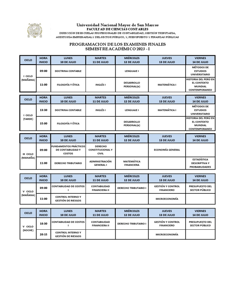 Examenes Finales-2023-I | PDF | Auditoría | Contabilidad