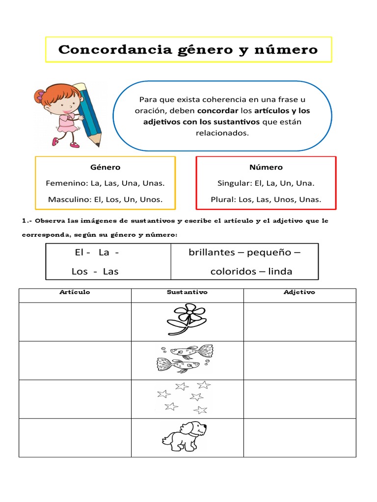 Guia Concordancia Genero y Numero | PDF | Artes del Lenguaje y Comunicación
