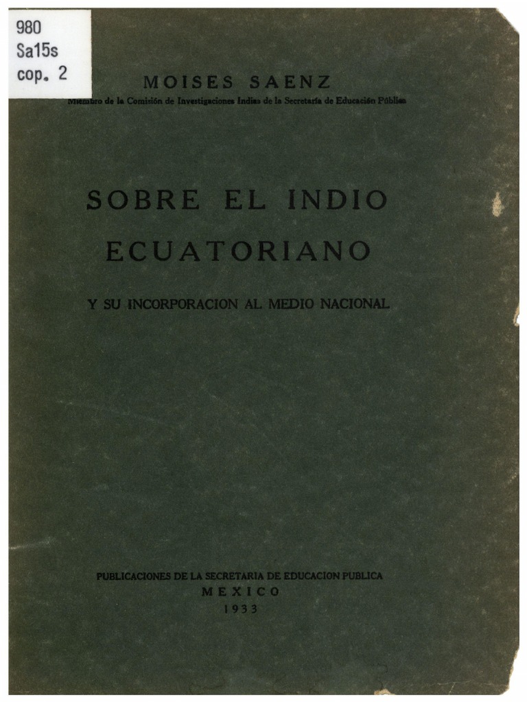 Libro - Saenz Sobre El Indio Ecuatoriano | PDF | Ecuador
