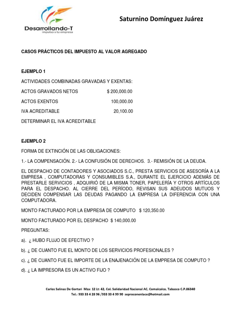Practica de Iva .. | Descargar gratis PDF | Impuesto al valor agregado ...