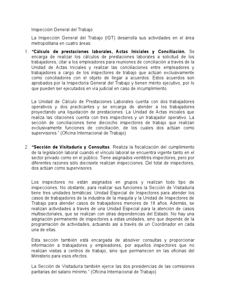 Inspección General del Trabajo | PDF | Organización Internacional del Trabajo | Justicia