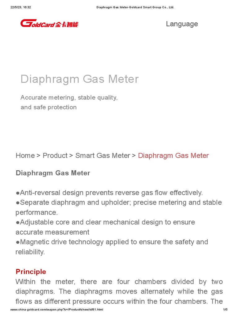 Diaphragm Gas Meter-Goldcard Smart Group Co - LTD | PDF | Gases ...