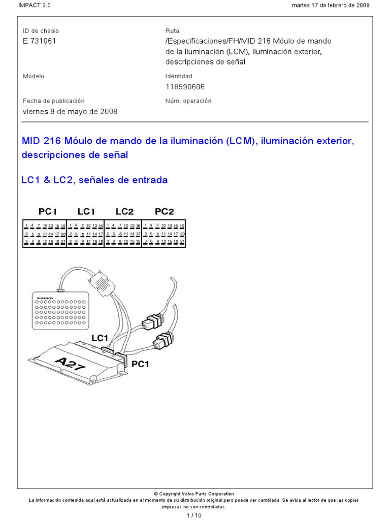 Especificaciones FH MID 216 Mando de Iluminacion LCM Exterior | PDF ...