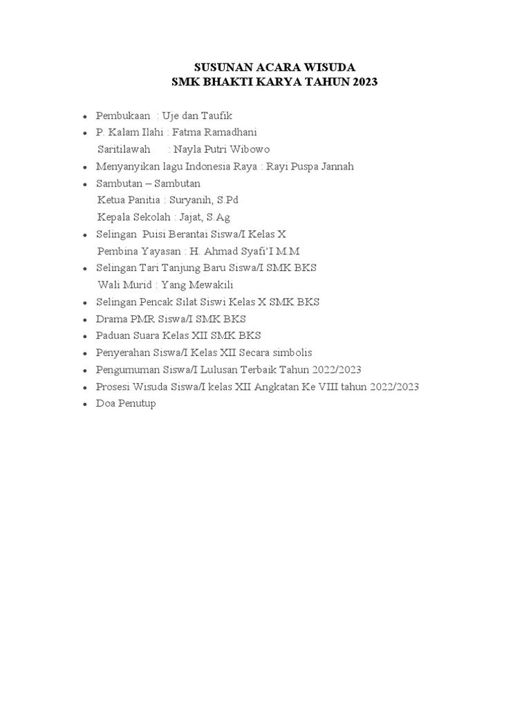 Susunan Acara Wisuda | PDF