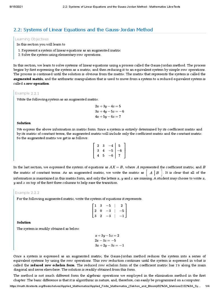 CP - Gauss-Jordan Method 1 | PDF | Matrix (Mathematics) | Mathematical Relations