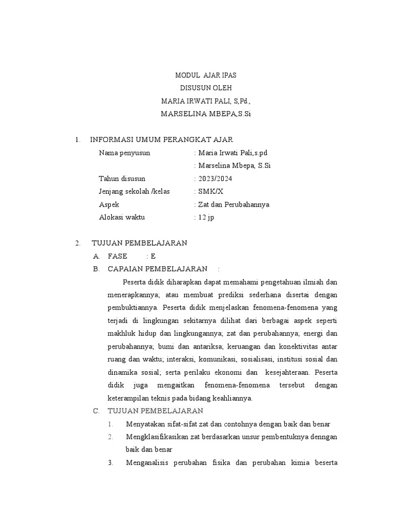 MODUL AJAR IPAS smk3 | PDF