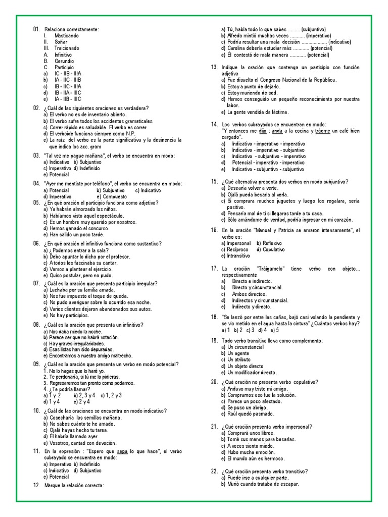 Segundo Practica Del Verbo | PDF | Verbo | Objeto (gramática)