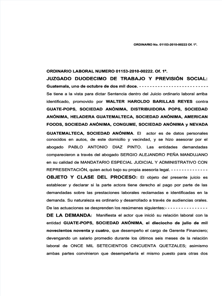 PDF Sentencia Laboral - Compress | PDF | Salario | Derecho laboral