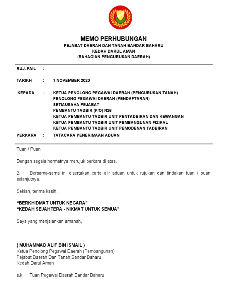 CONT0H PENYEDIAAN MEMO | PDF