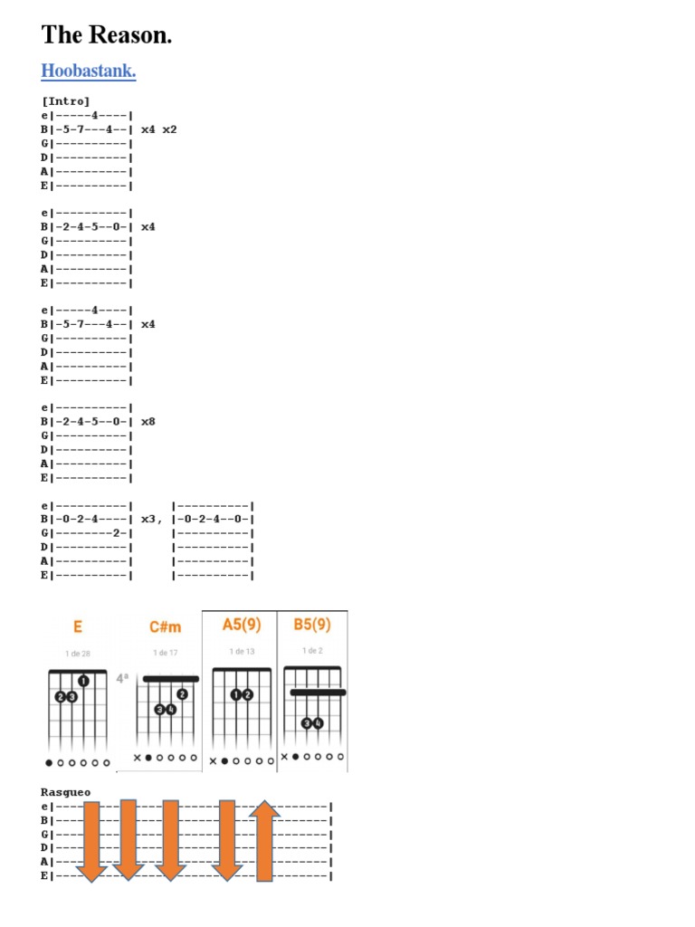 Guitar Tabs for "The Reason" | PDF