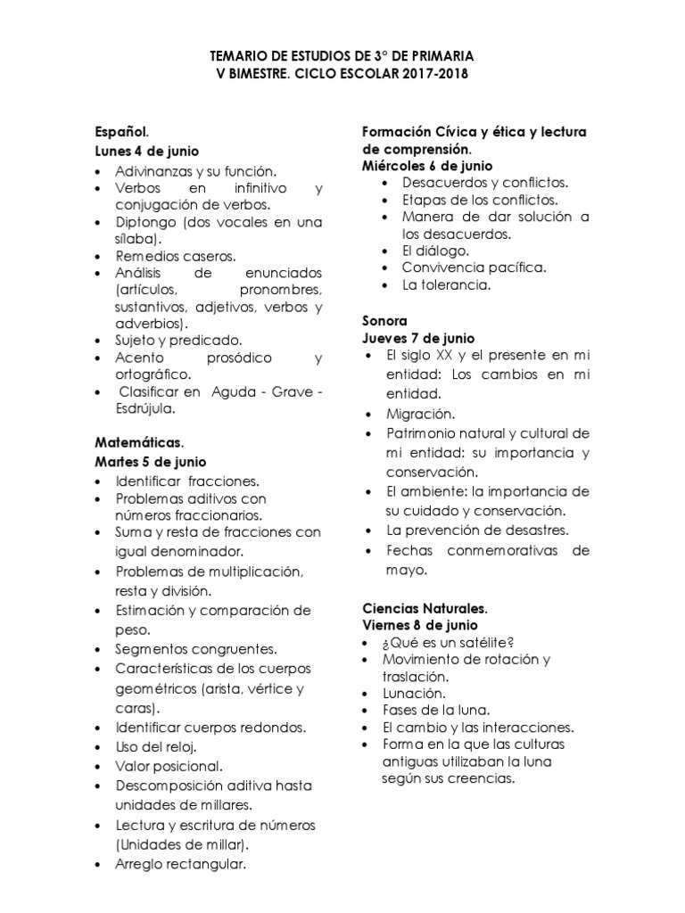 Temario 3° Primaria | PDF | Lingüística