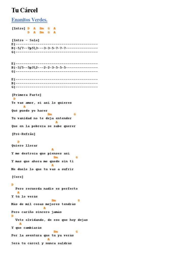 Tu Cárcel - Enanitos Verdes | PDF