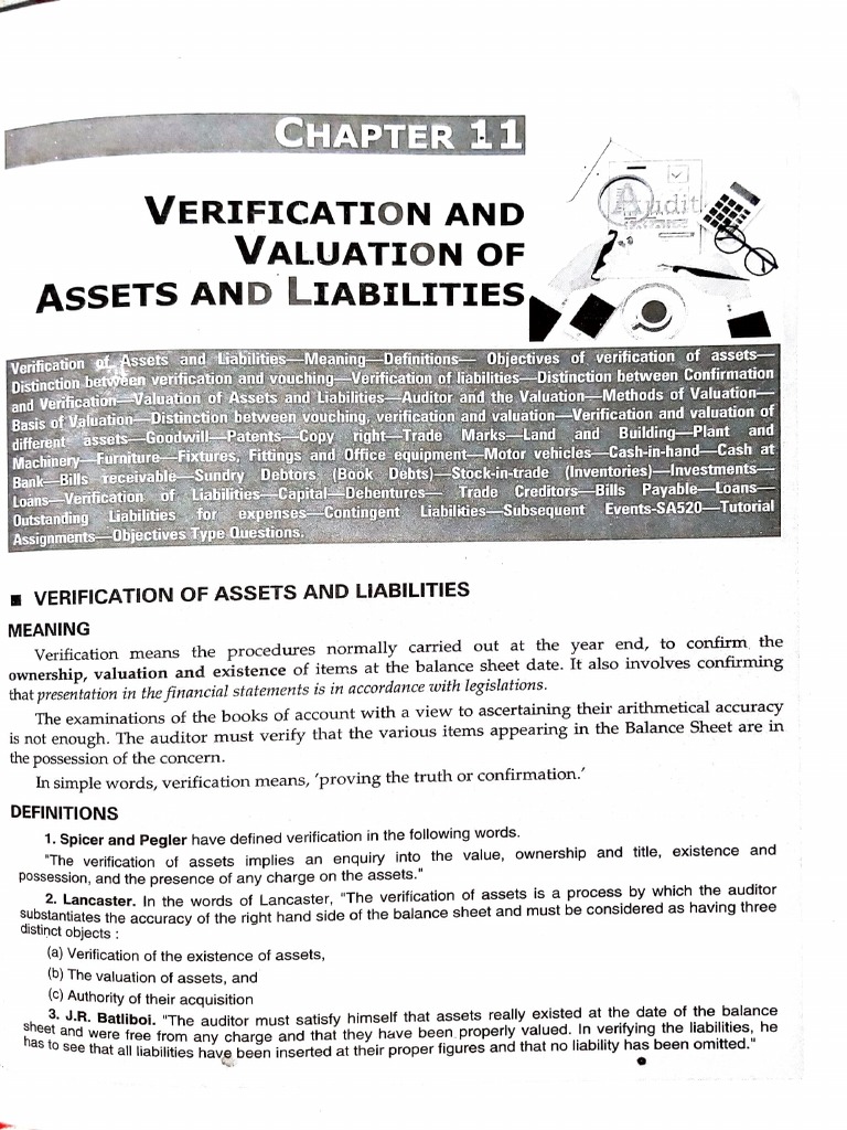 Unit 5. Verification and Valuation of Assets and Liabilities | PDF ...