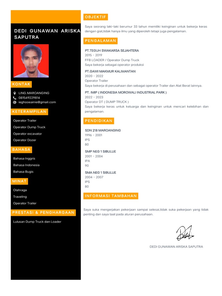 CV Dedi Gunawan DT | PDF