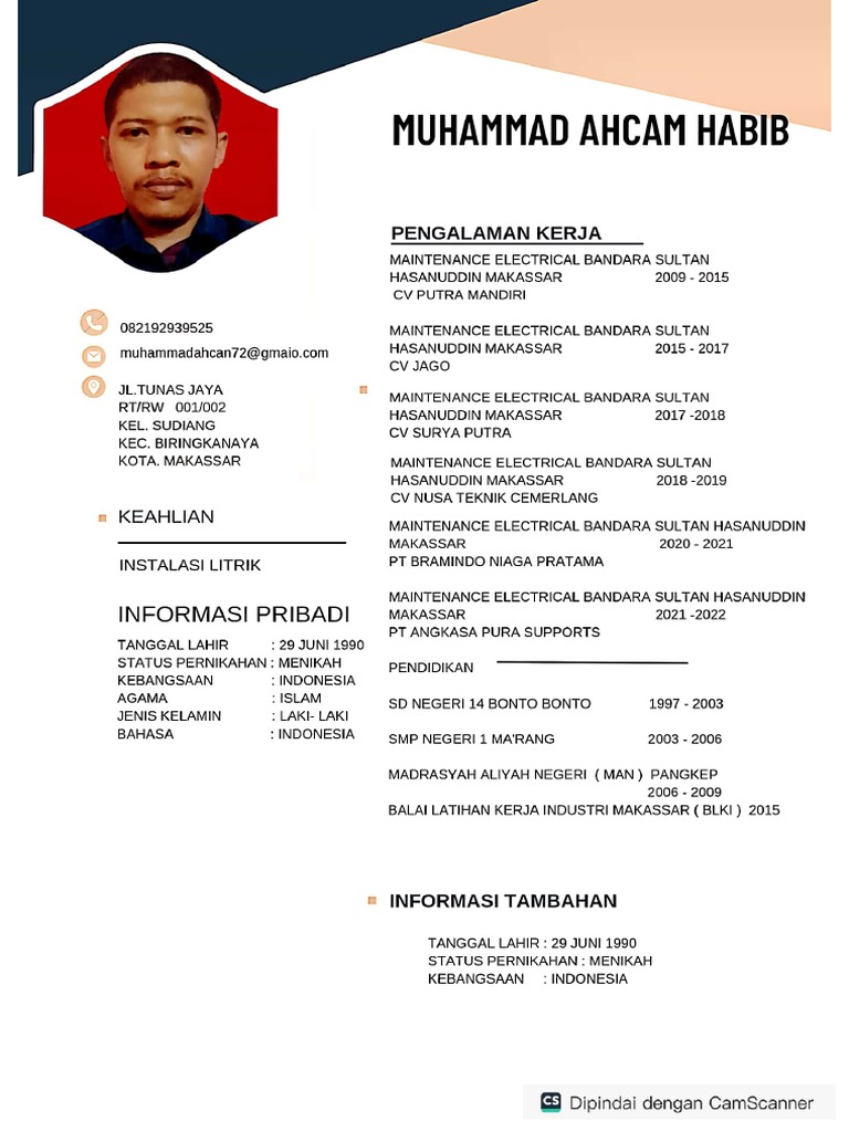 CV Muhammad Ahcam Habib - Elektrik Roadshow | PDF