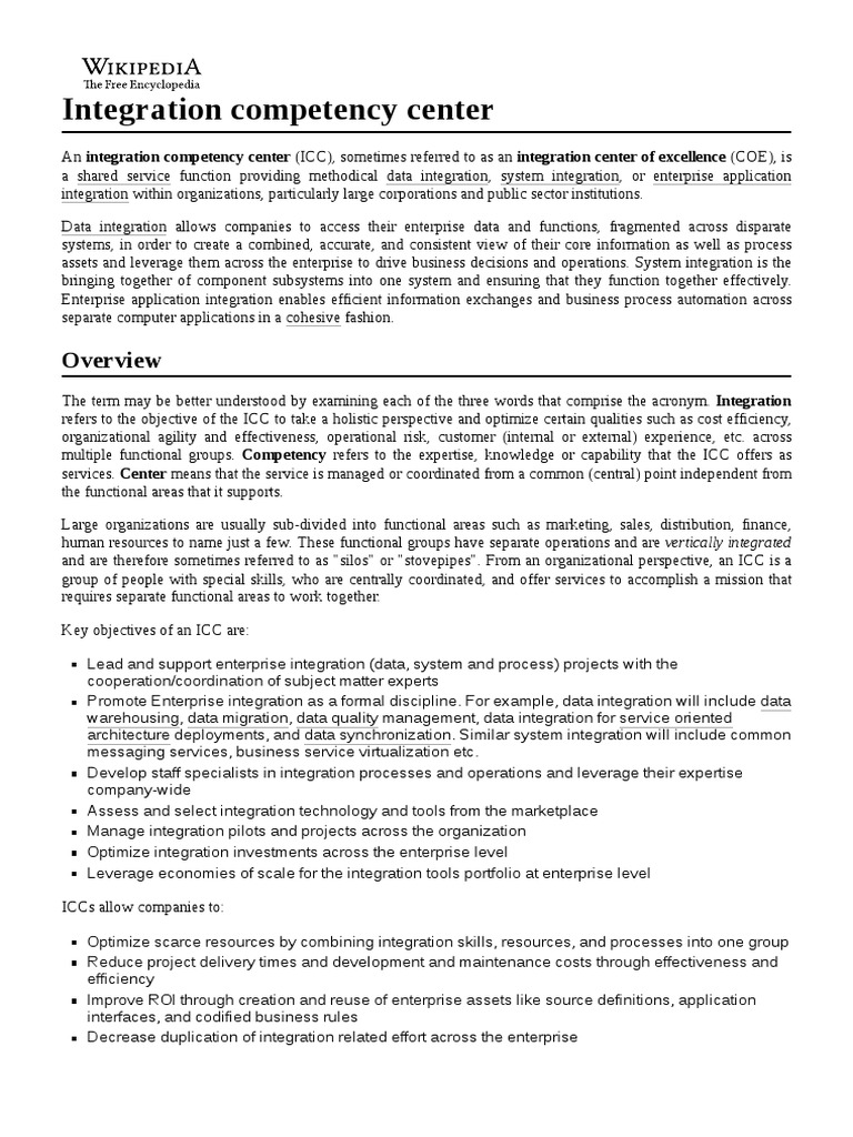Integration Competency Center | PDF | Information Technology Management ...