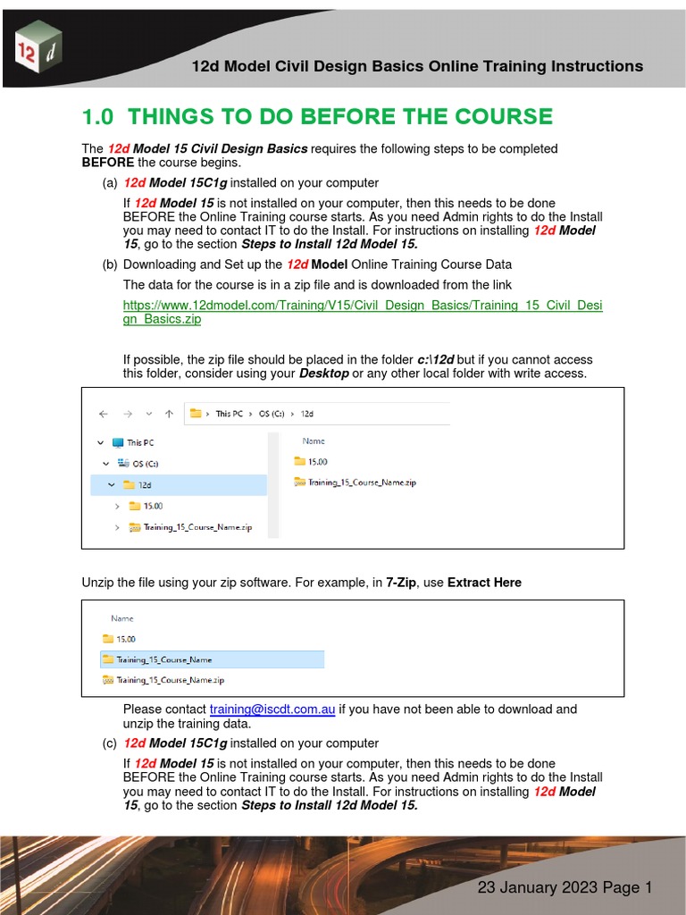 Set Up Instructions Civil Design Basics 12d Model 15 | Download Free PDF | Computer File ...