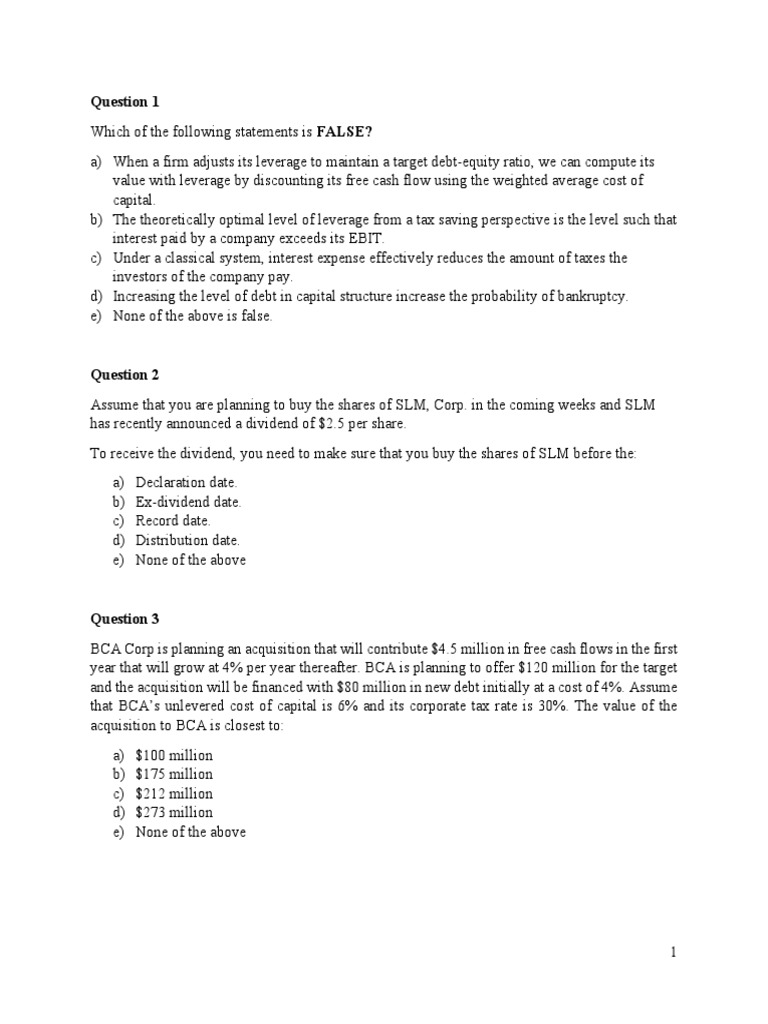 Practice Questions | PDF | Option (Finance) | Stocks