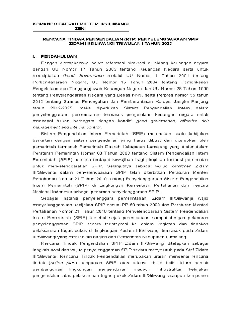 Contoh Rencana Tindak Pengendalian | PDF | Bisnis | Pengelolaan Keuangan & Uang