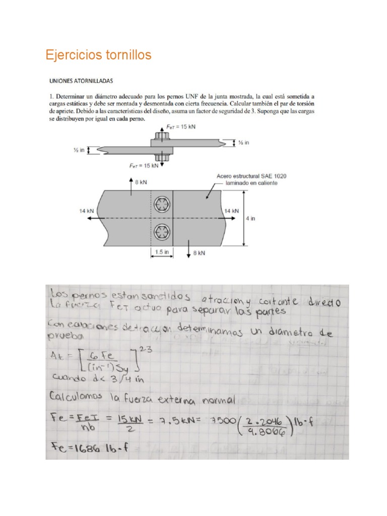 3 Ejercicios Tornillos | PDF