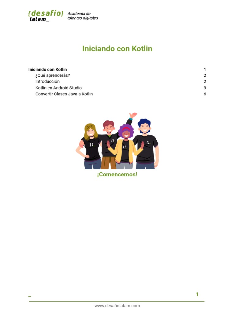 L1-Iniciando Con Kotlin | PDF | Java (lenguaje de programación) | Android (sistema operativo)