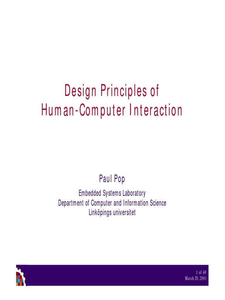 Design Principles of Human Computer Interface (HCI) | PDF | Human–Computer Interaction | Usability