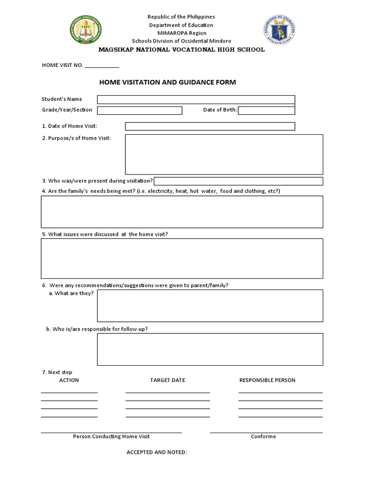 Home-Visitation and Guidance Form | PDF