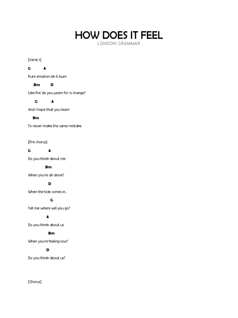 London Grammar - How Does It Feel - Chords | PDF | Songs