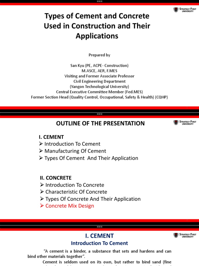Diferent Types of Cement Concrete (4-12-2022) | PDF | Concrete | Cement