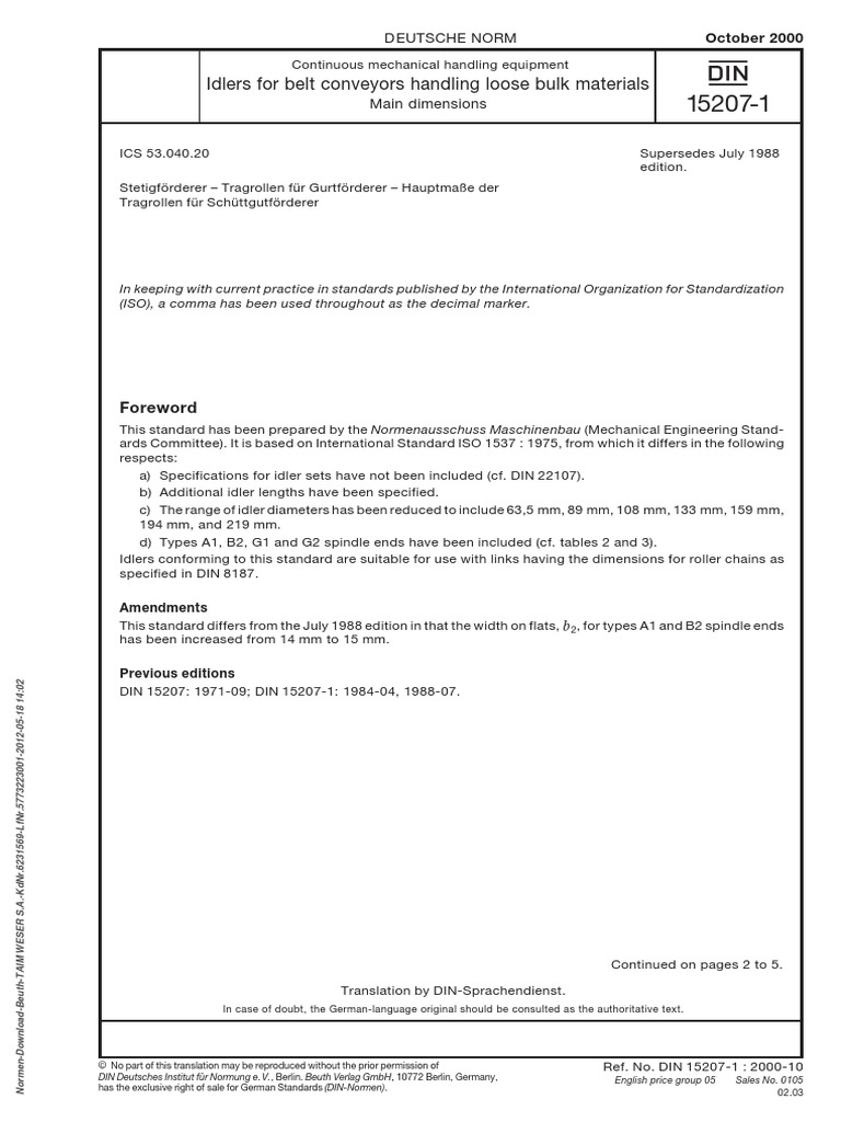 ISO 15207 - Belt Idlers | PDF | Engineering Tolerance | Belt (Mechanical)