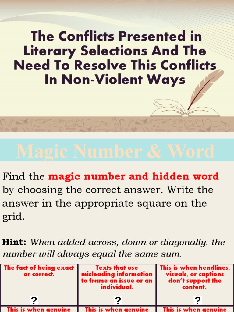 Literary Conflicts and Non-Violent Resolutions | PDF | Deception ...
