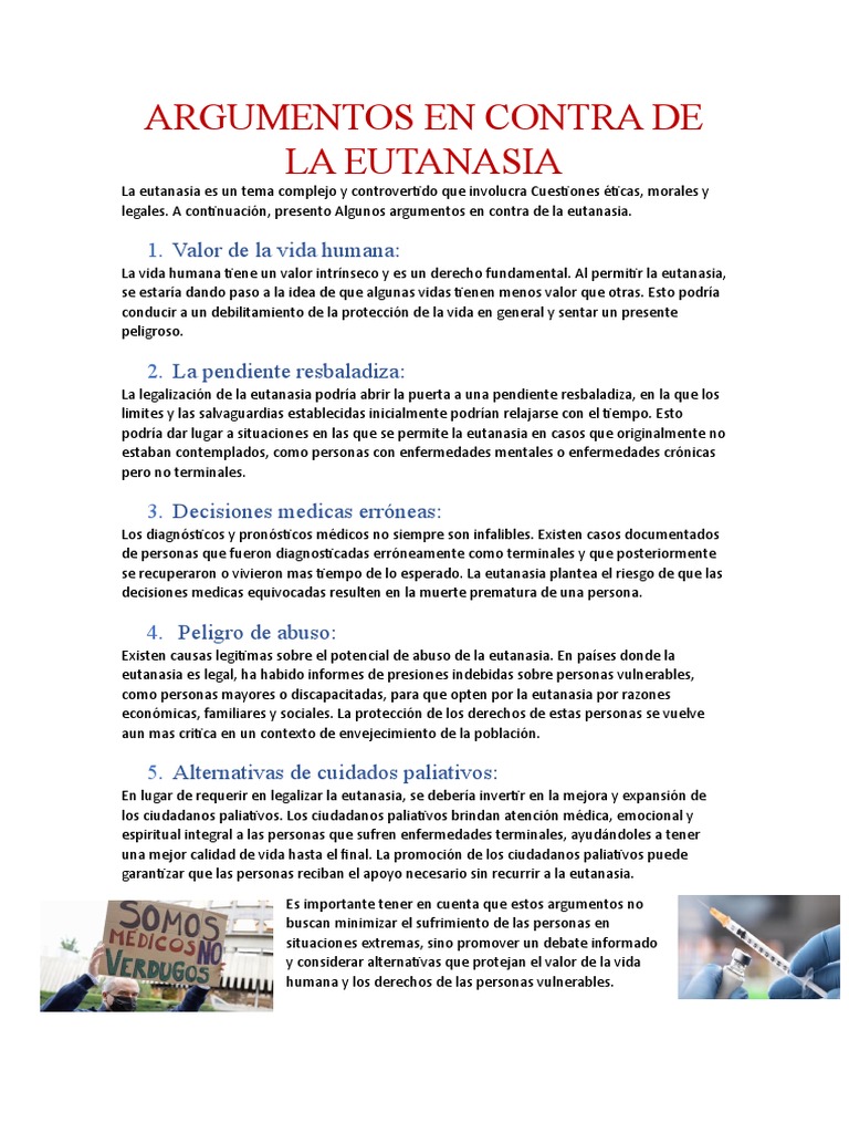 Argumentos en Contra de La Eutanasia | PDF | Cuidados paliativos