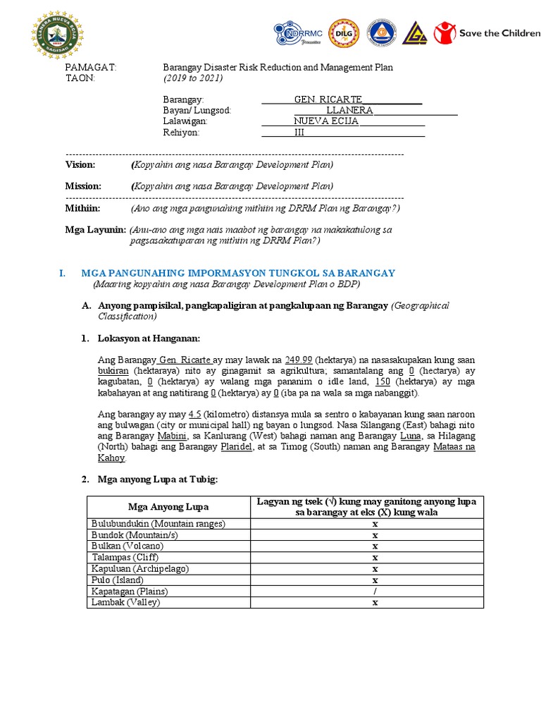 Bdrrm Plan 2022 2025 Pdf