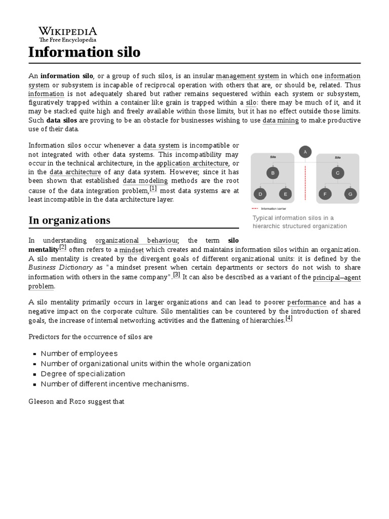 Information Silo | PDF | Computing | Information Science