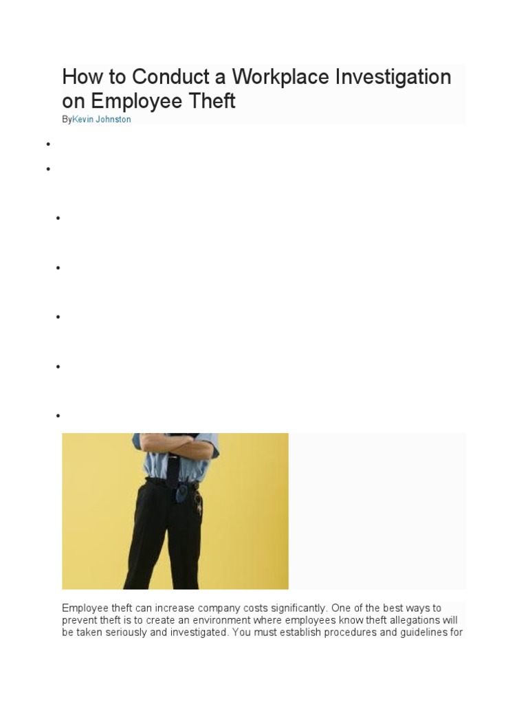How To Conduct A Workplace Investigation On Employee Theft | Download ...