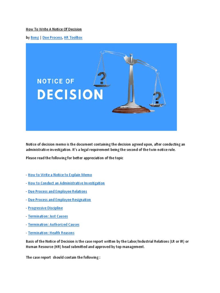 How To Write A Notice of Decision | PDF | Registered Mail | Employment