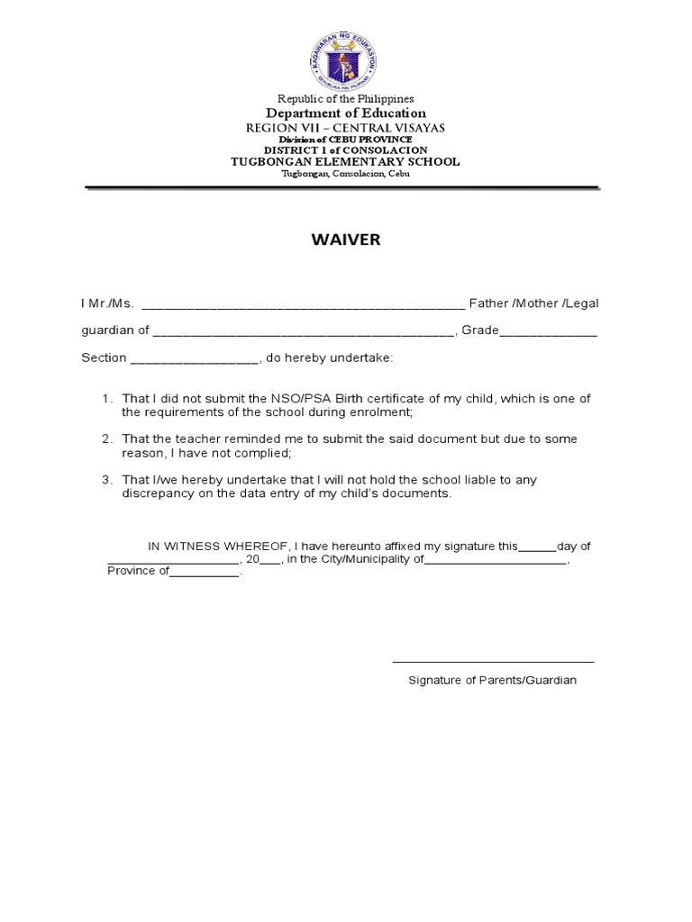 Waiver | PDF