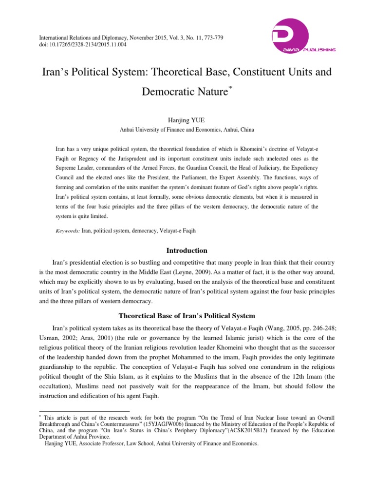 Irans Political System Theoretical Base Constitue | PDF | Government