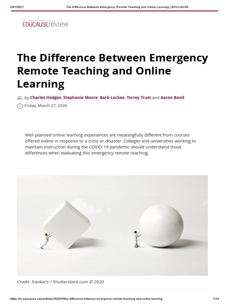 The Difference Between Emergency Remote Teaching and Online Learning - EDUCAUSE | Download Free ...
