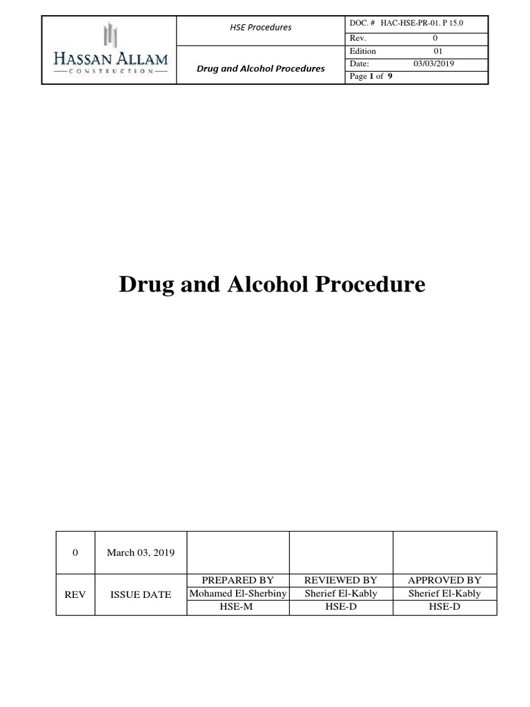 Drug and Alcohol Safety Procedures | PDF | Drug Test | Pharmacy
