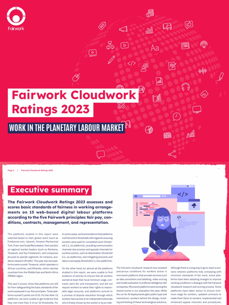 Fairwork Cloudwork Ratings 2023 Red | PDF | International Labour Organization | Labour Law