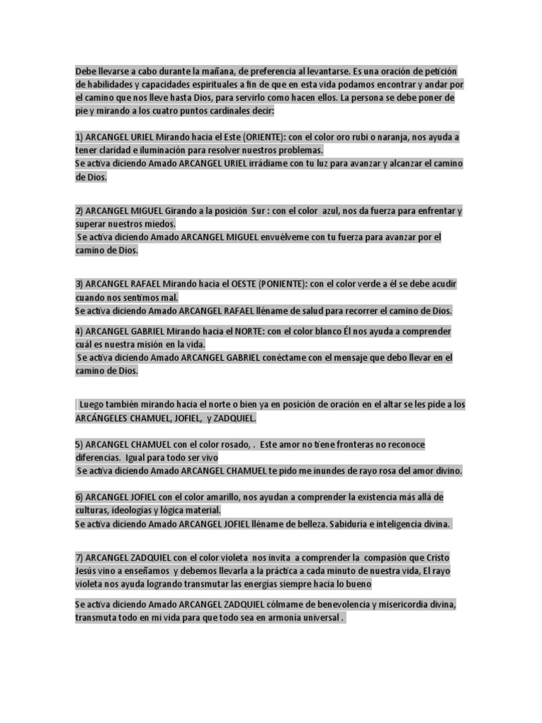 Arcangeles Posicion y Colores | PDF