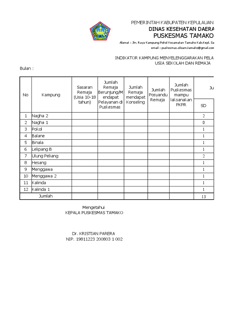 Laporan Uks Bulanan | PDF