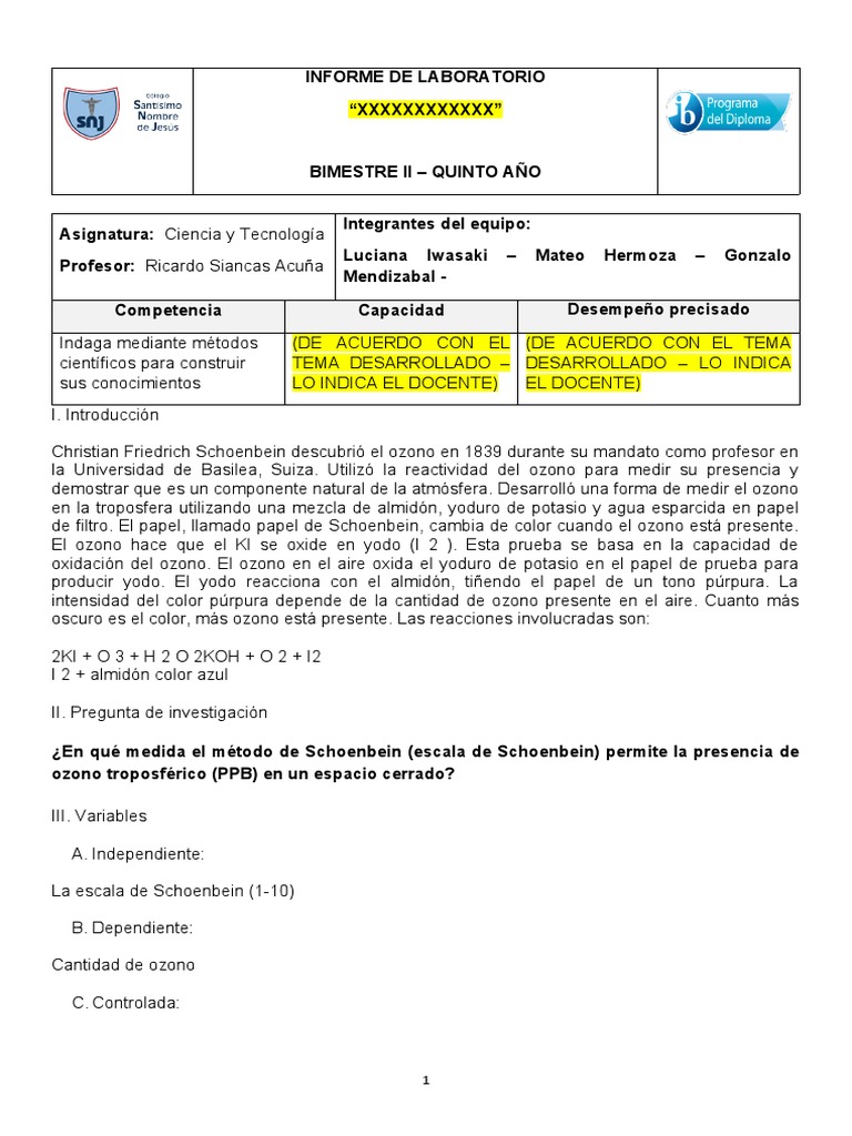 Método Schoenbein para Medir Ozono | PDF | Ozono | Color