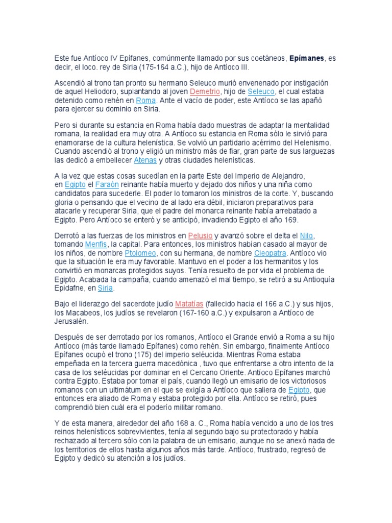 Antíoco IV Epífanes Biografia | PDF | Periodo helenístico